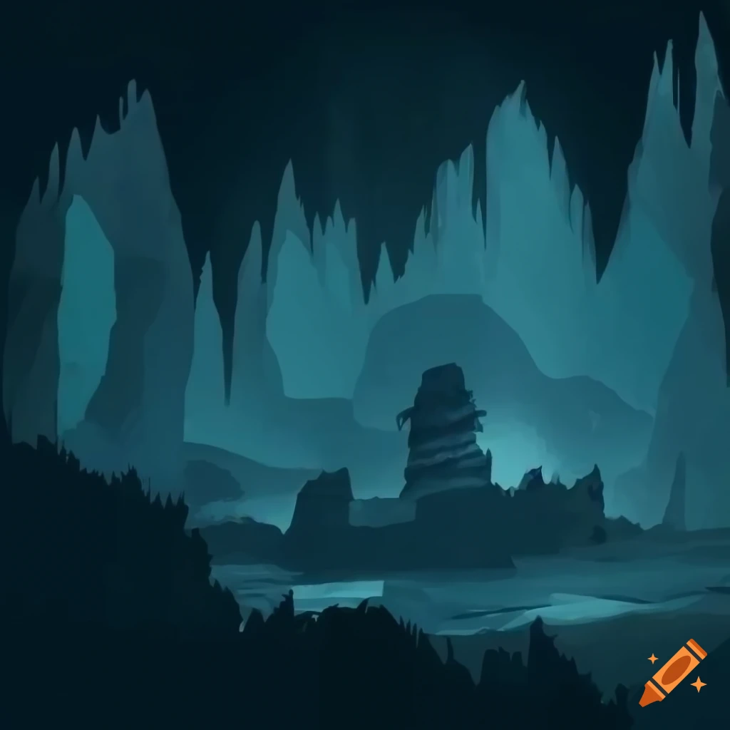 Landscape of cave formations and dripping water in super mario 64 world ...