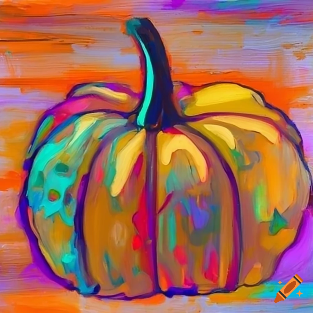 Abstract painting of a vibrant pumpkin on Craiyon