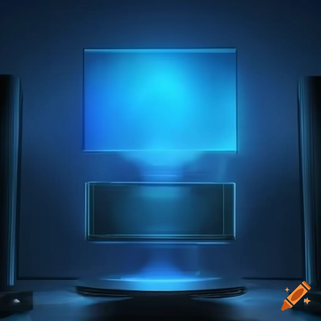 Blue hologram screen cgi rendering on Craiyon