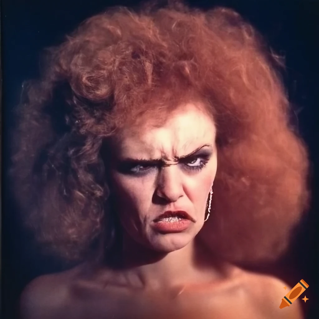 Vintage photo of a woman with an angry expression in 1970s fashion on ...