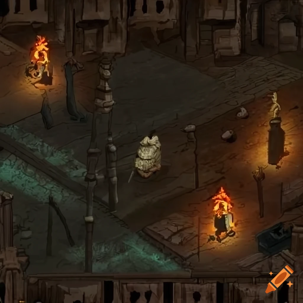 Isometric dark fantasy game artwork on Craiyon