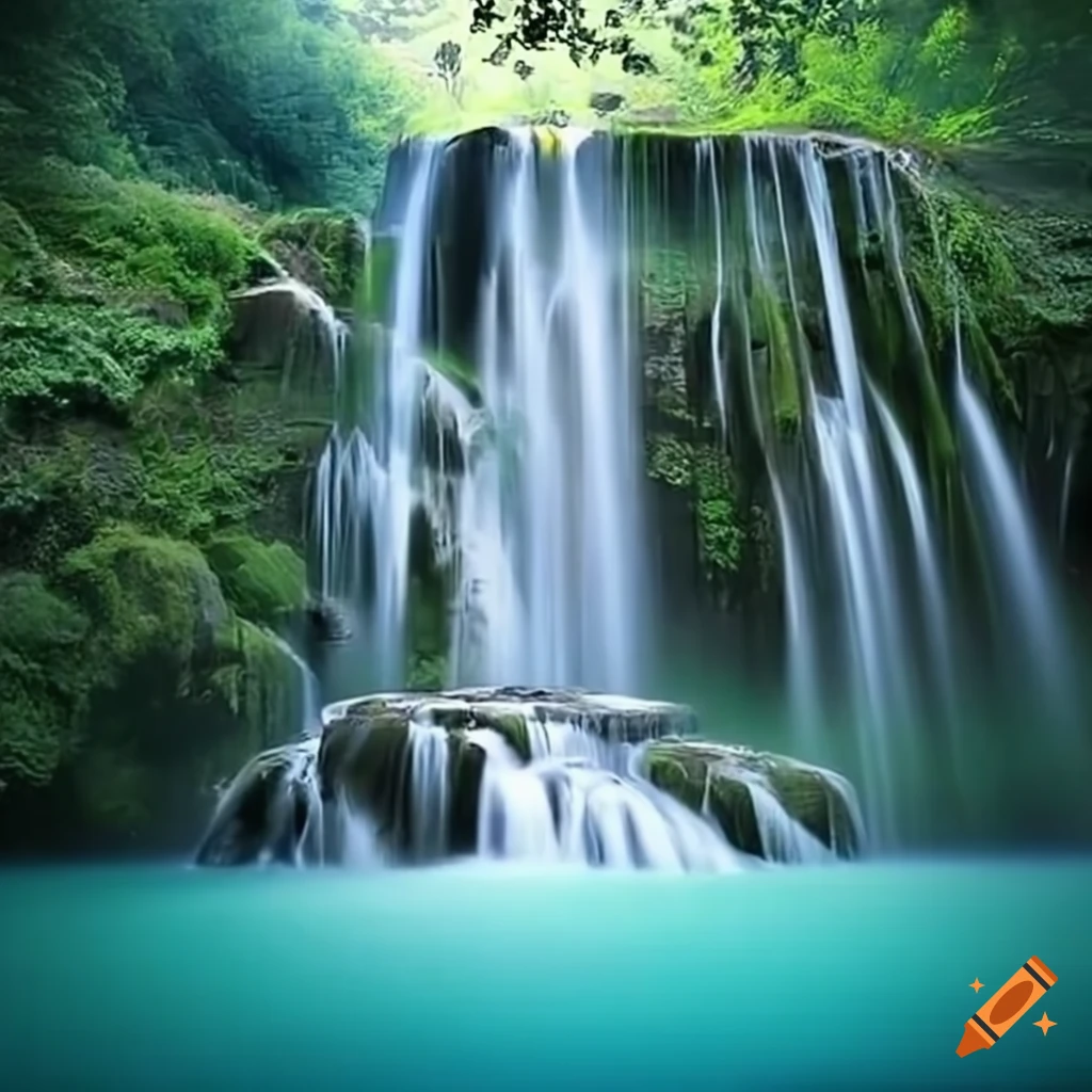 Captivating view of a stunning waterfall on Craiyon