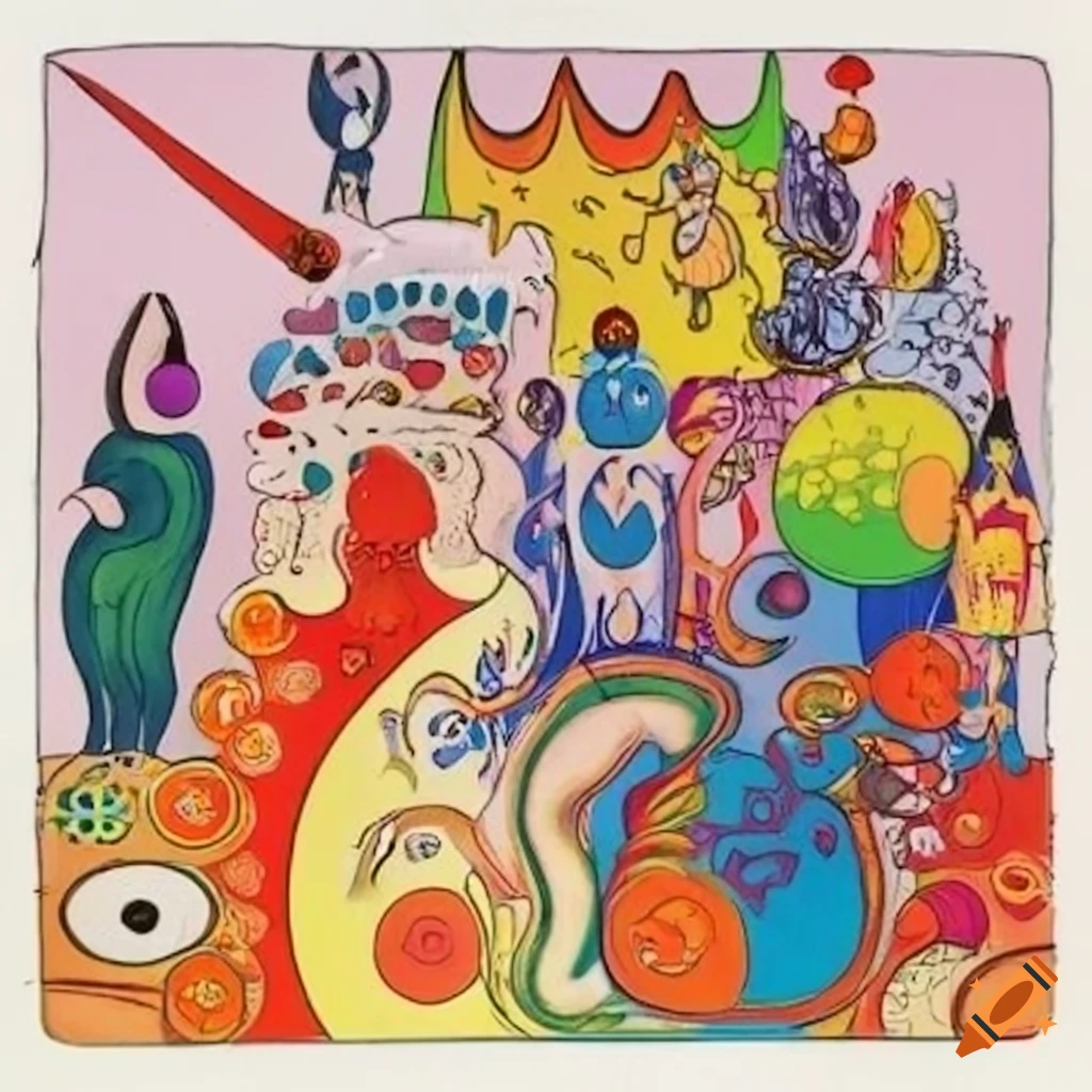 Illustration artwork of superorganism by alan aldridge and heinz edelmann