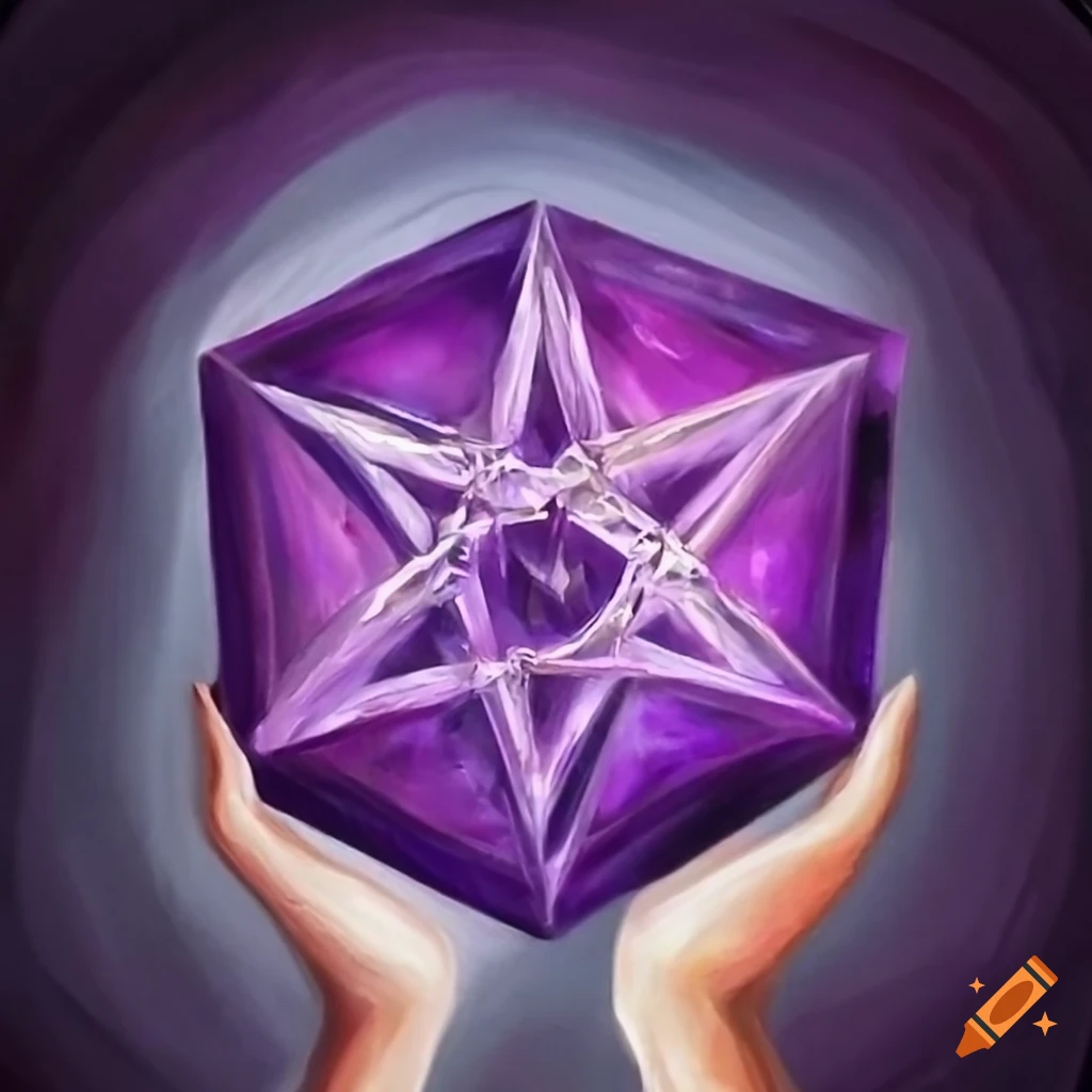 Artistic image of a crystal purple box with inverted star on Craiyon