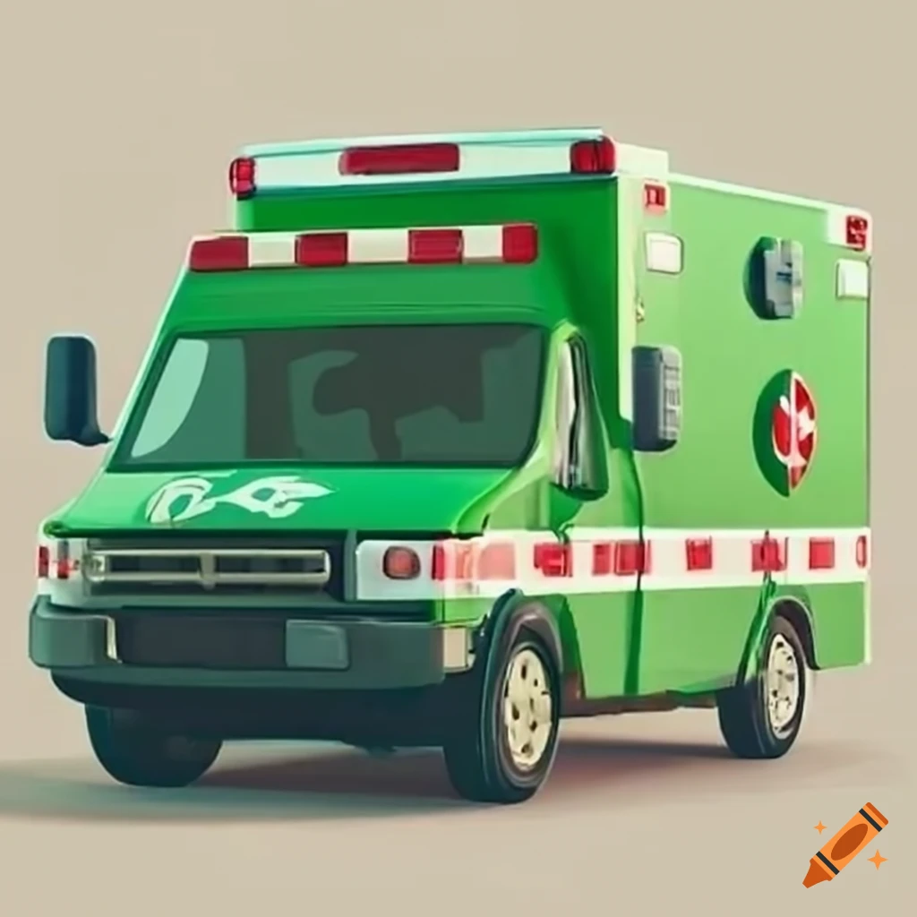 Green ambulance on Craiyon