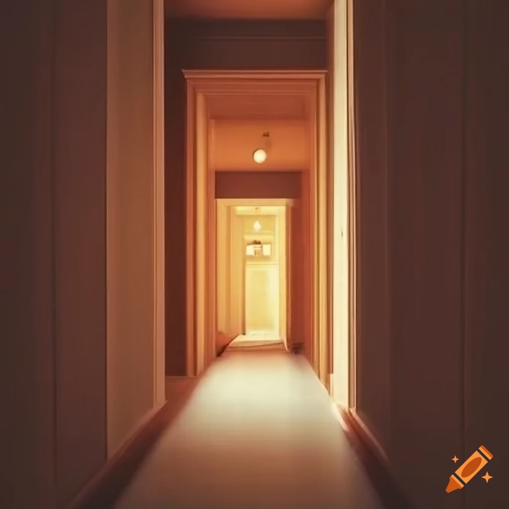 View down a well-lit corridor with wainscoting on the wall