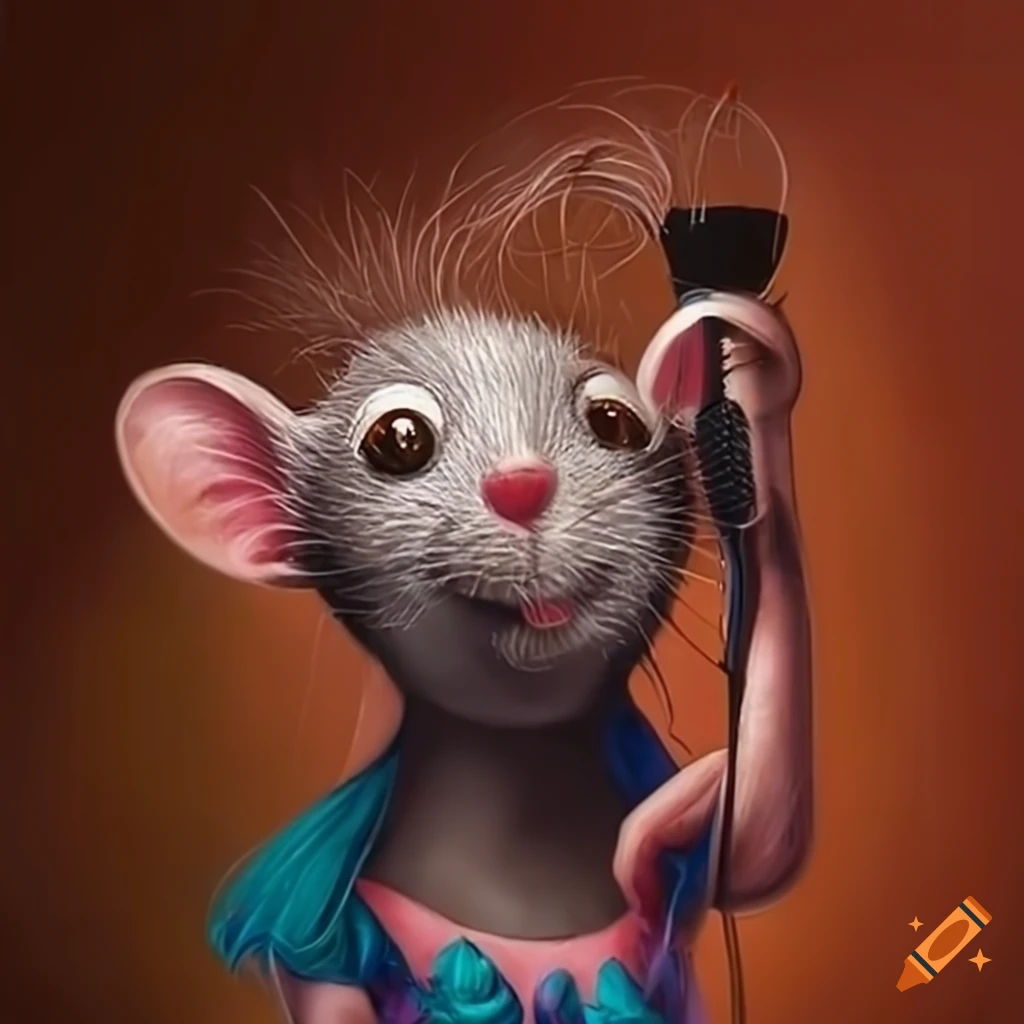 Cute cartoon mouse with a vibrant hairdryer on Craiyon