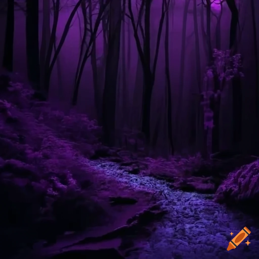 Tanzelcore purple forest at night on Craiyon