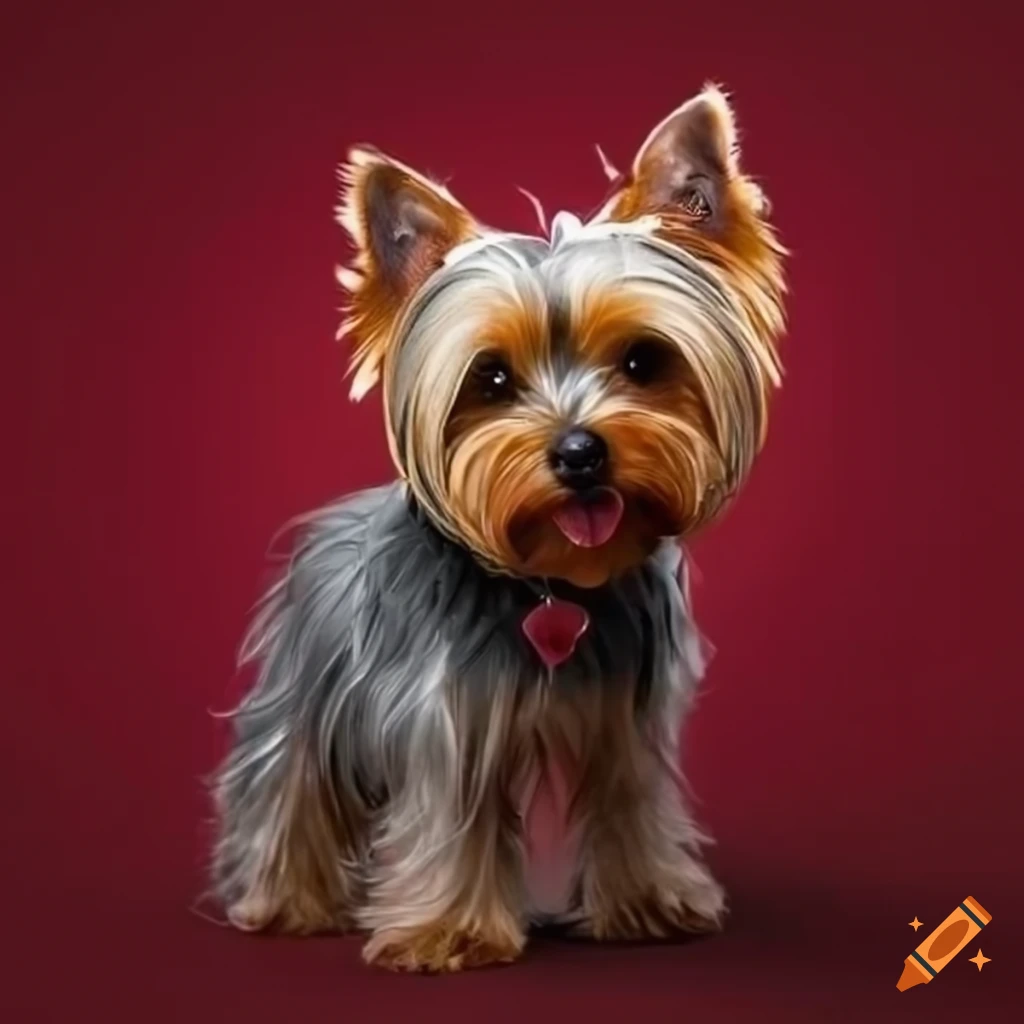 Advertising poster of a cute Yorkshire Terrier on Craiyon