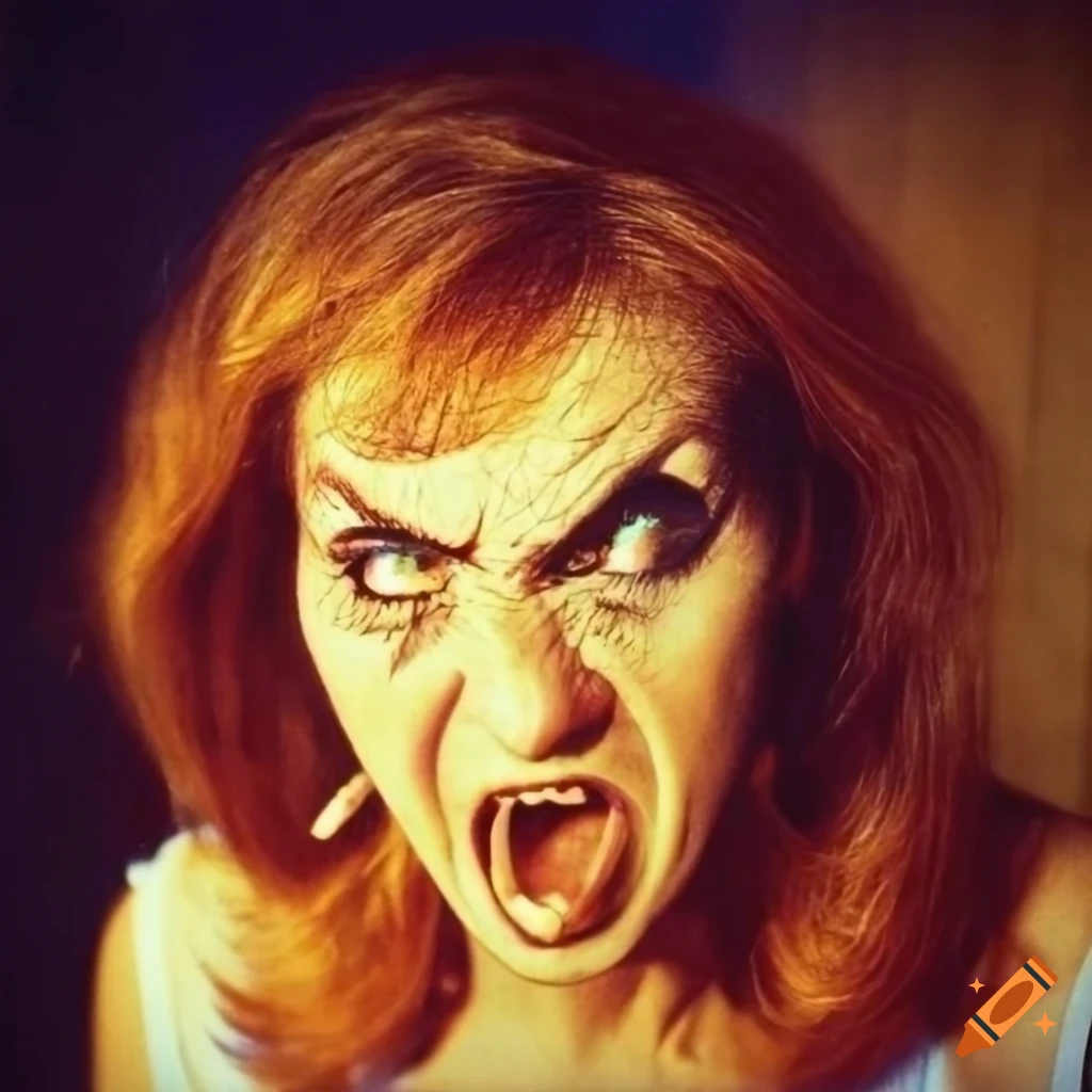 1970s fashion portrait of an angry woman on Craiyon