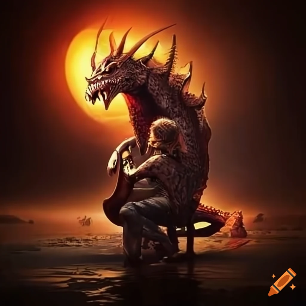 Dragon playing a guitar on Craiyon