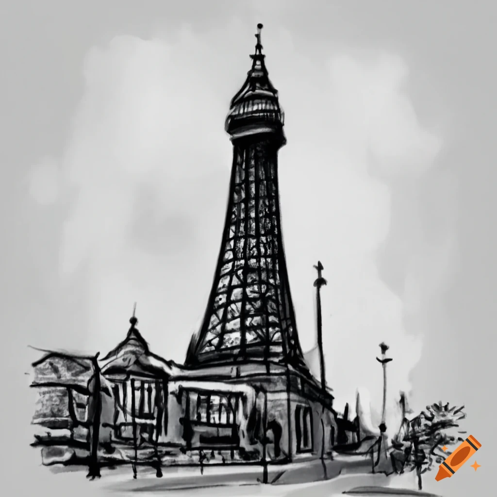 Charcoal drawing of the blackpool tower on Craiyon