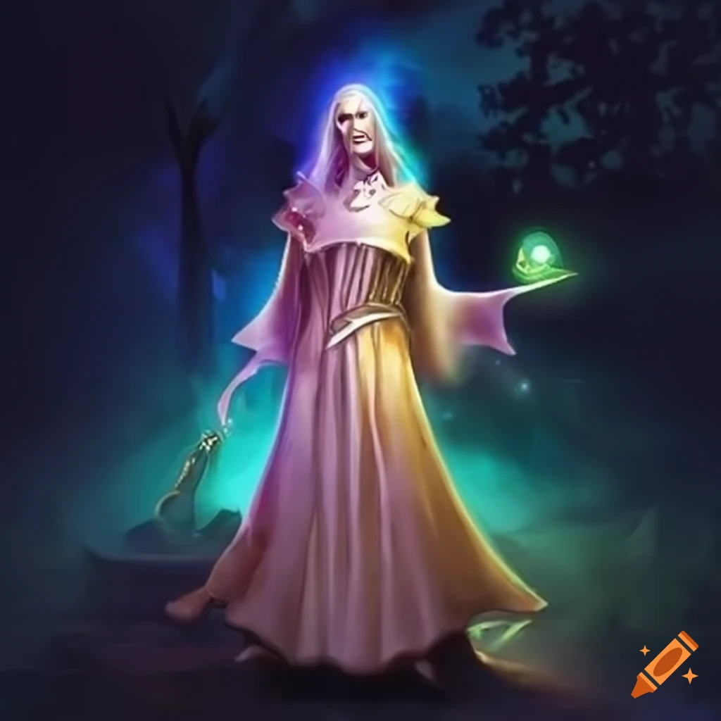 Art depicting a sorcerer with a sunlight aura