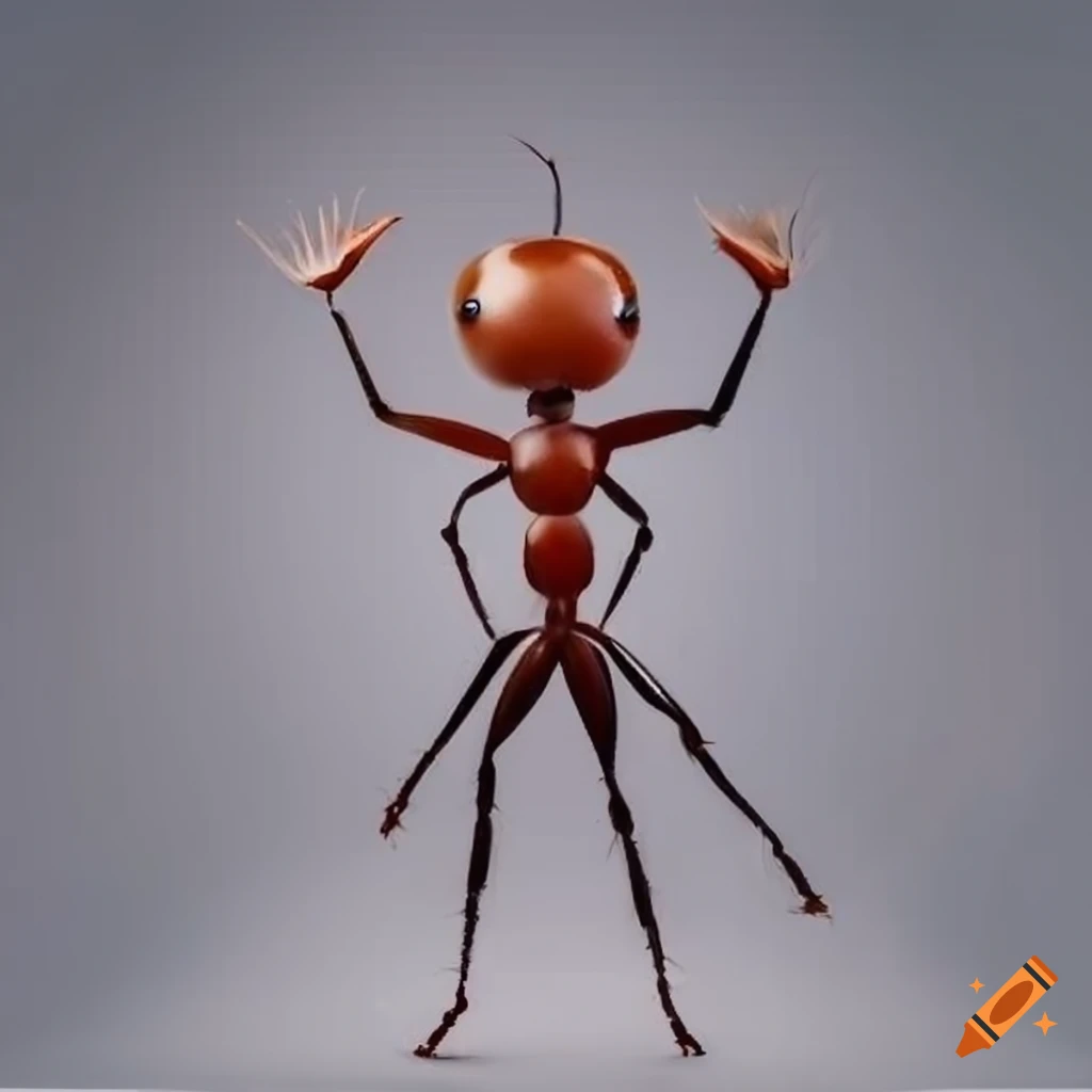 Ant-shaped humanoid on white background on Craiyon