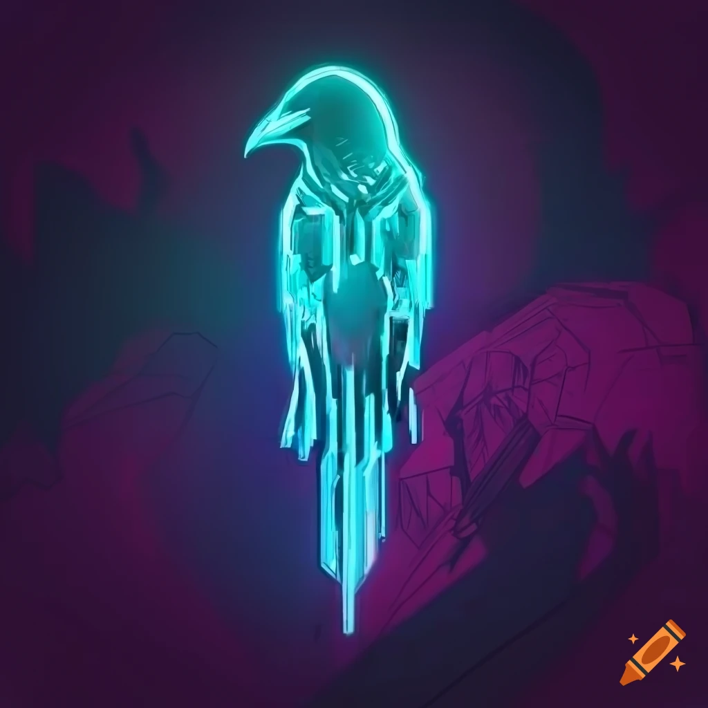 Geometric logo design of the Neon Crow guild on Craiyon