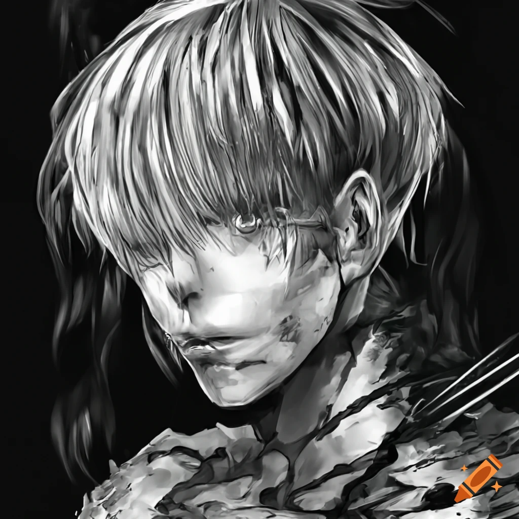 Metal blade sculpture in the shape of a human on Craiyon