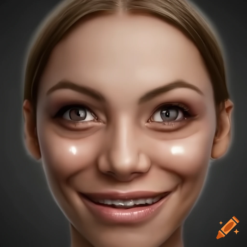 Hyperrealistic portrait of an attractive smiling woman