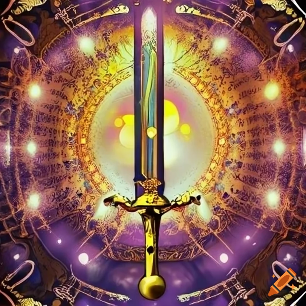 Golden-adorned steel longsword on Craiyon