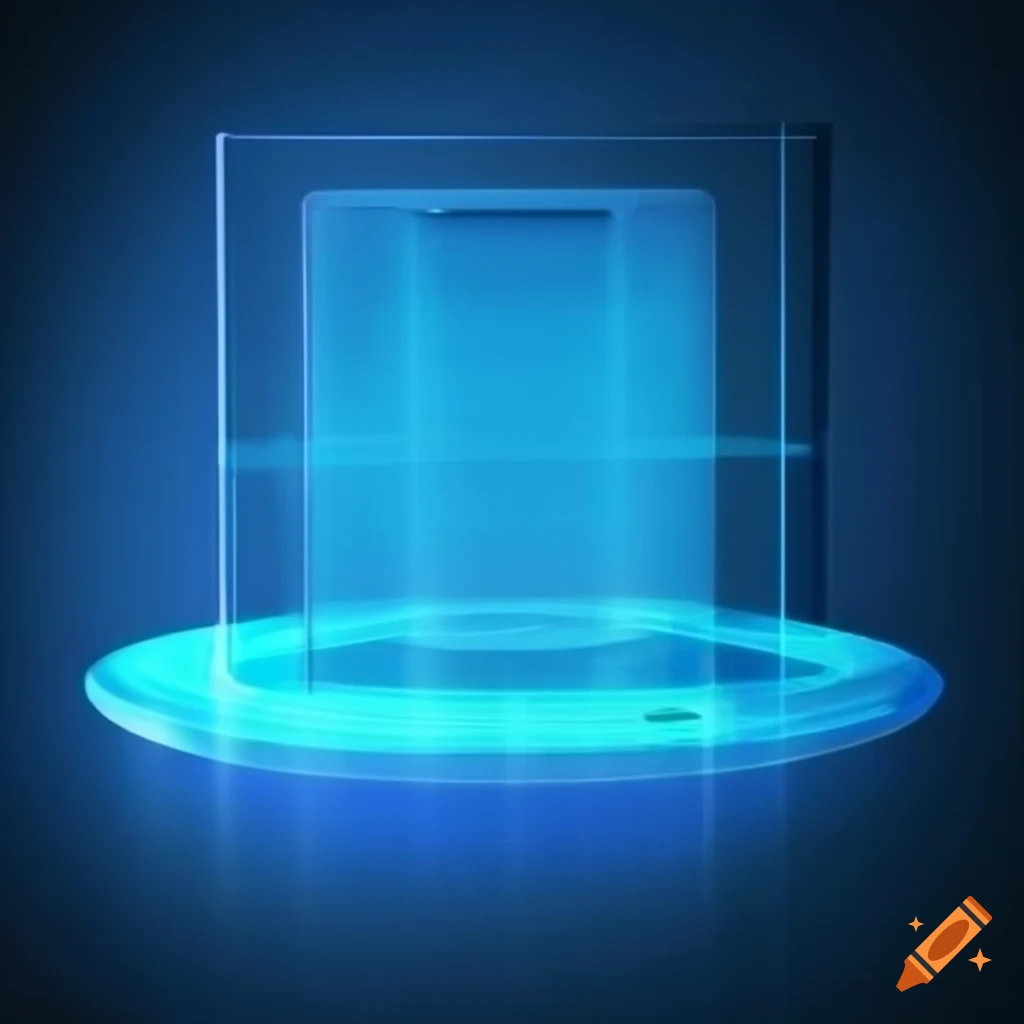 CGI rendering of a blue hologram screen on Craiyon