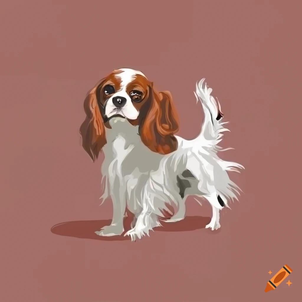 Minimalistic drawing of a joyful cavalier king charles on Craiyon