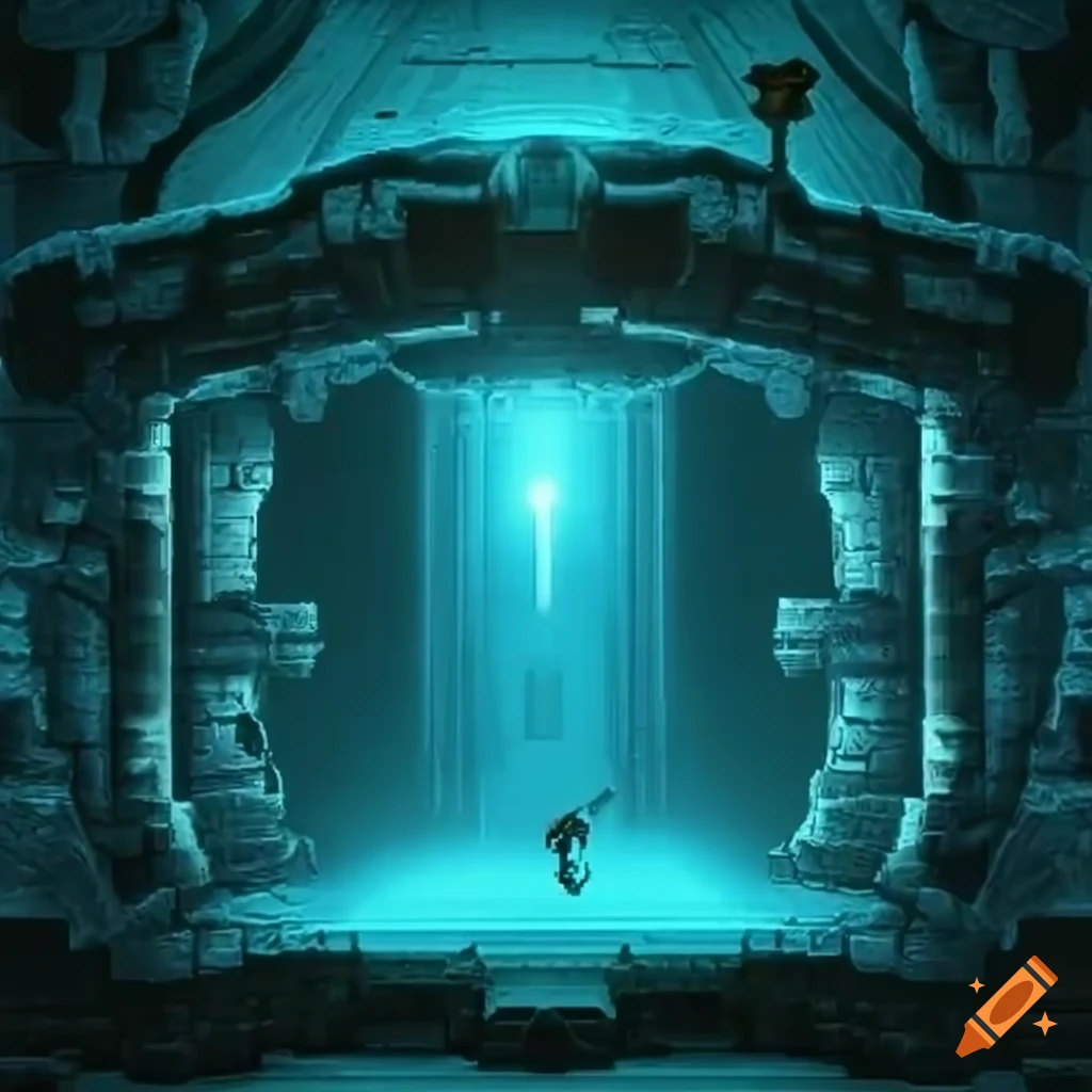 2d platformer game layout with illuminated tubes on Craiyon