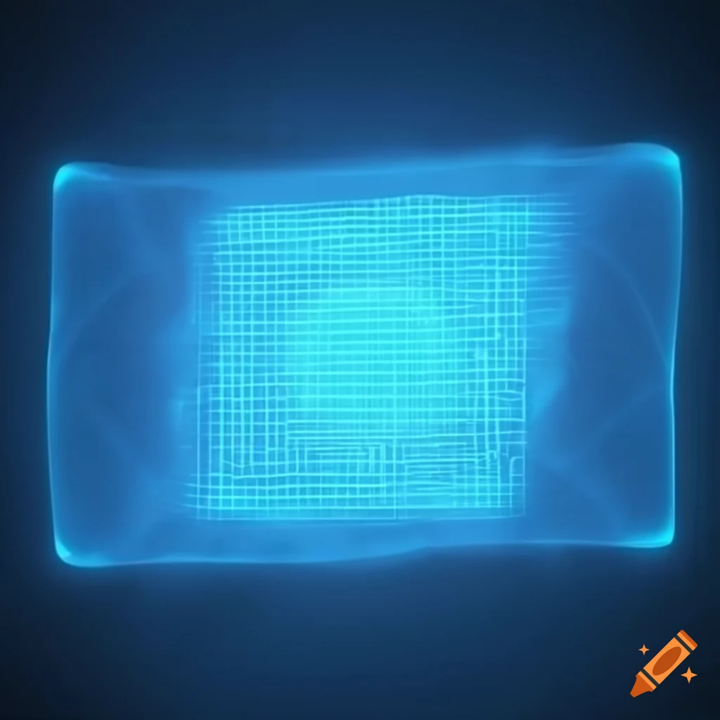Blue hologram screen cgi rendering on Craiyon