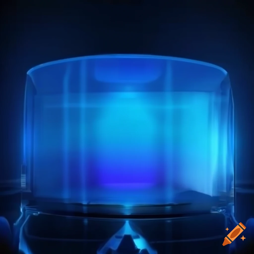 Blue hologram screen cgi rendering on Craiyon