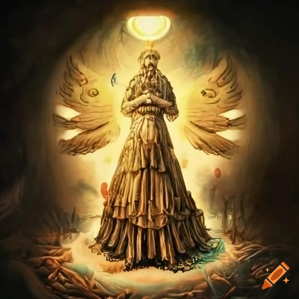 Biblically accurate representation of a sulfur god angel on Craiyon