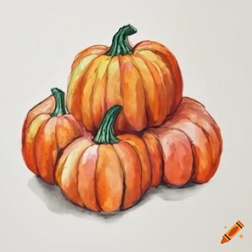 Watercolor drawing of a moldy pumpkin on Craiyon