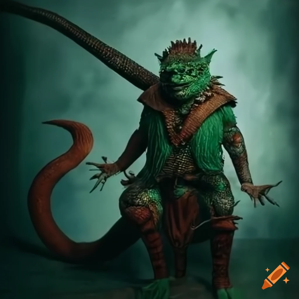 Artwork of caribbean and irish inspired lizardfolk in dnd on Craiyon