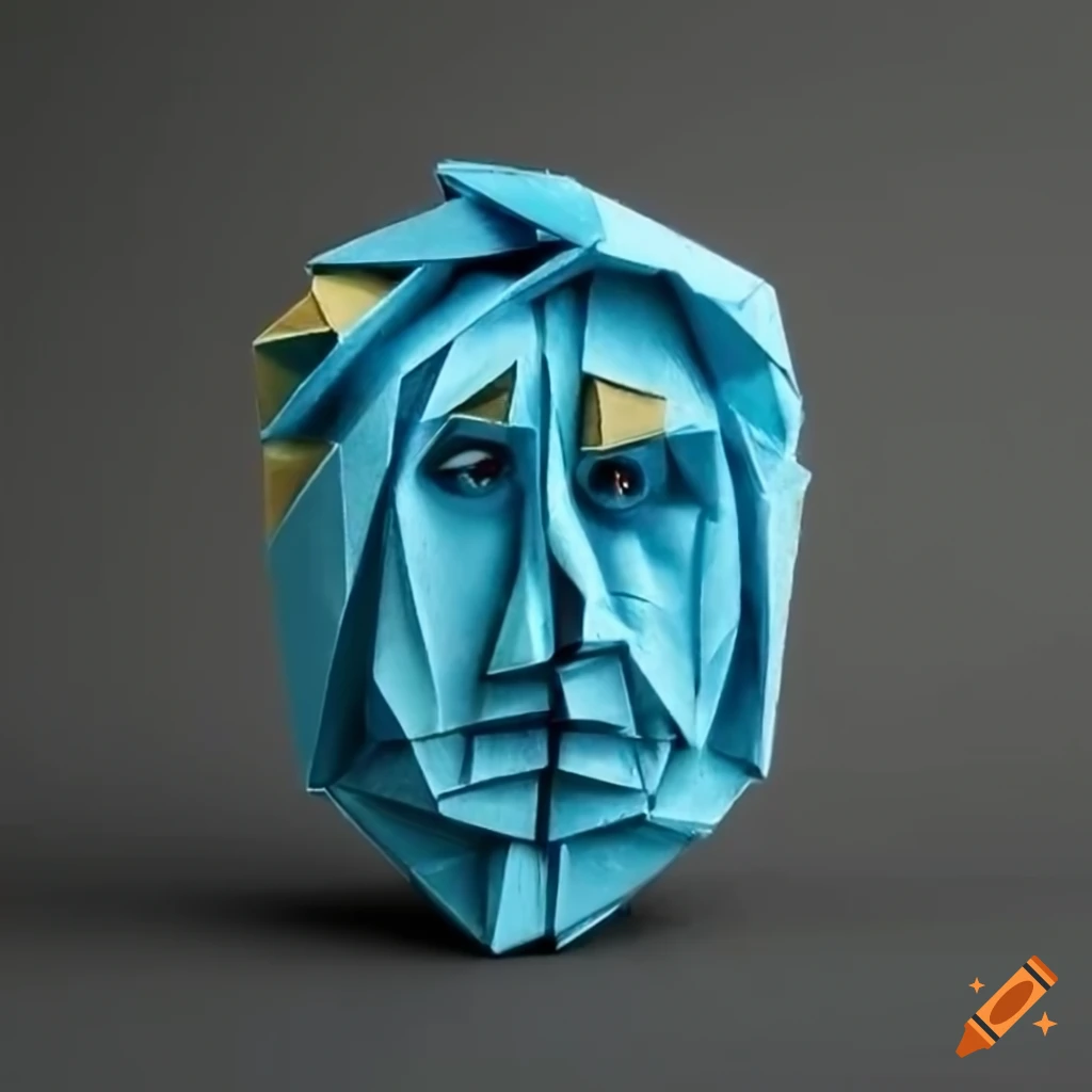 Surreal artwork of faces made of wool origami on Craiyon
