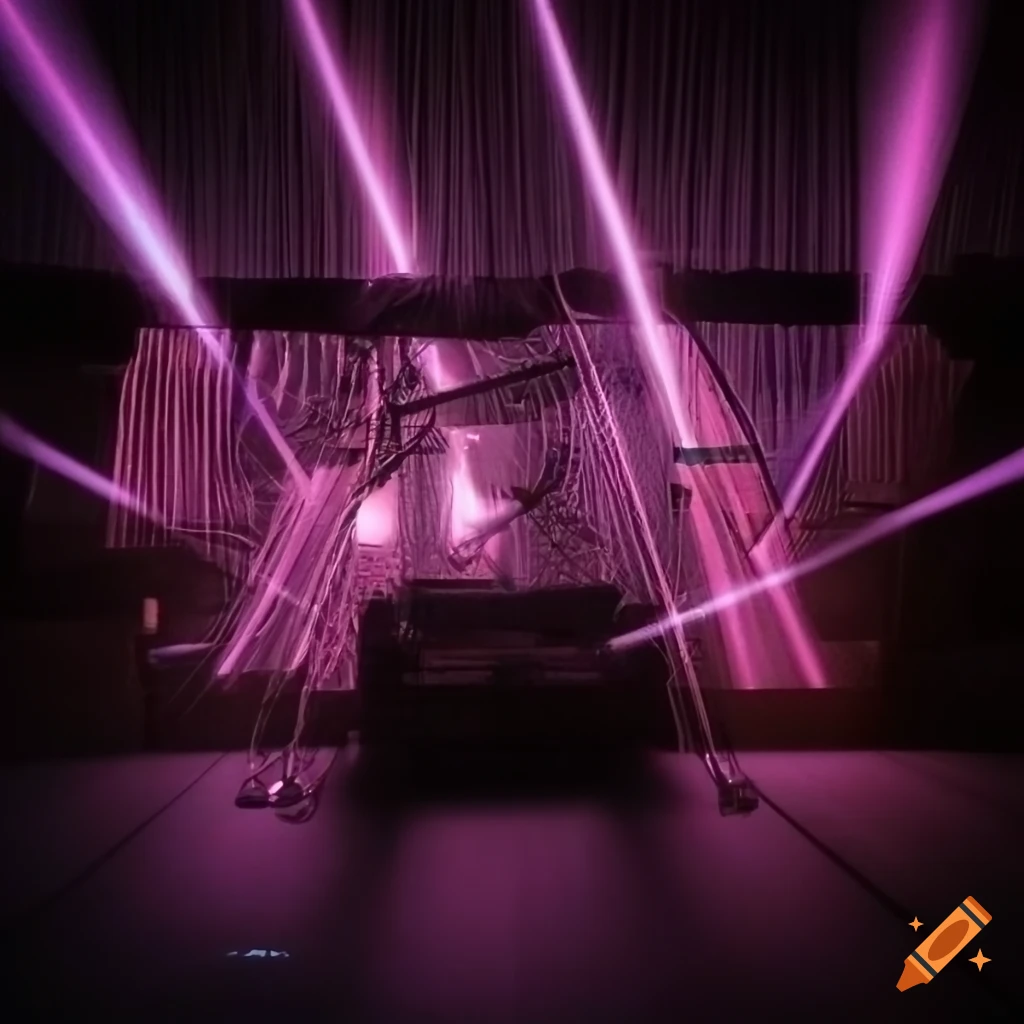 Laser lights creating a 3d effect at a techno party