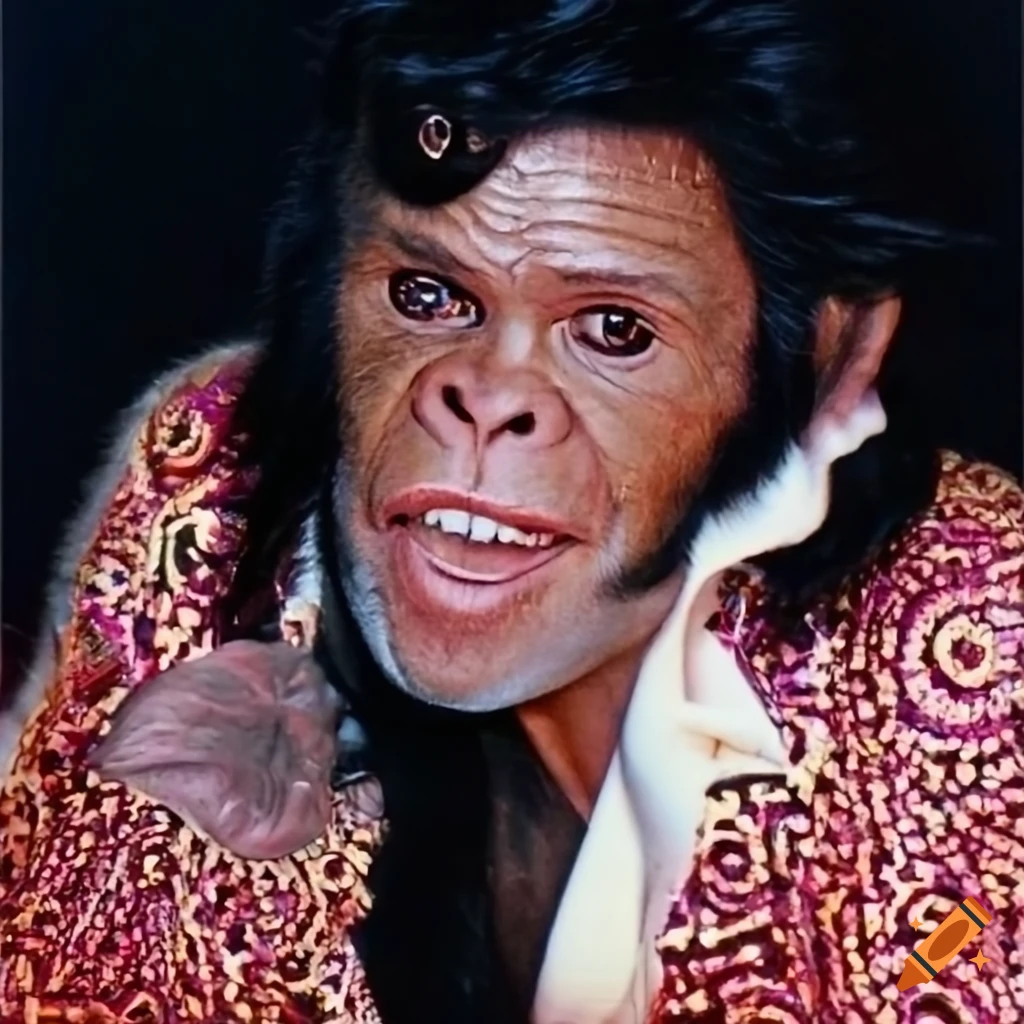 Iconic photo of chimpanzee Elvis in Elvis suit on Craiyon