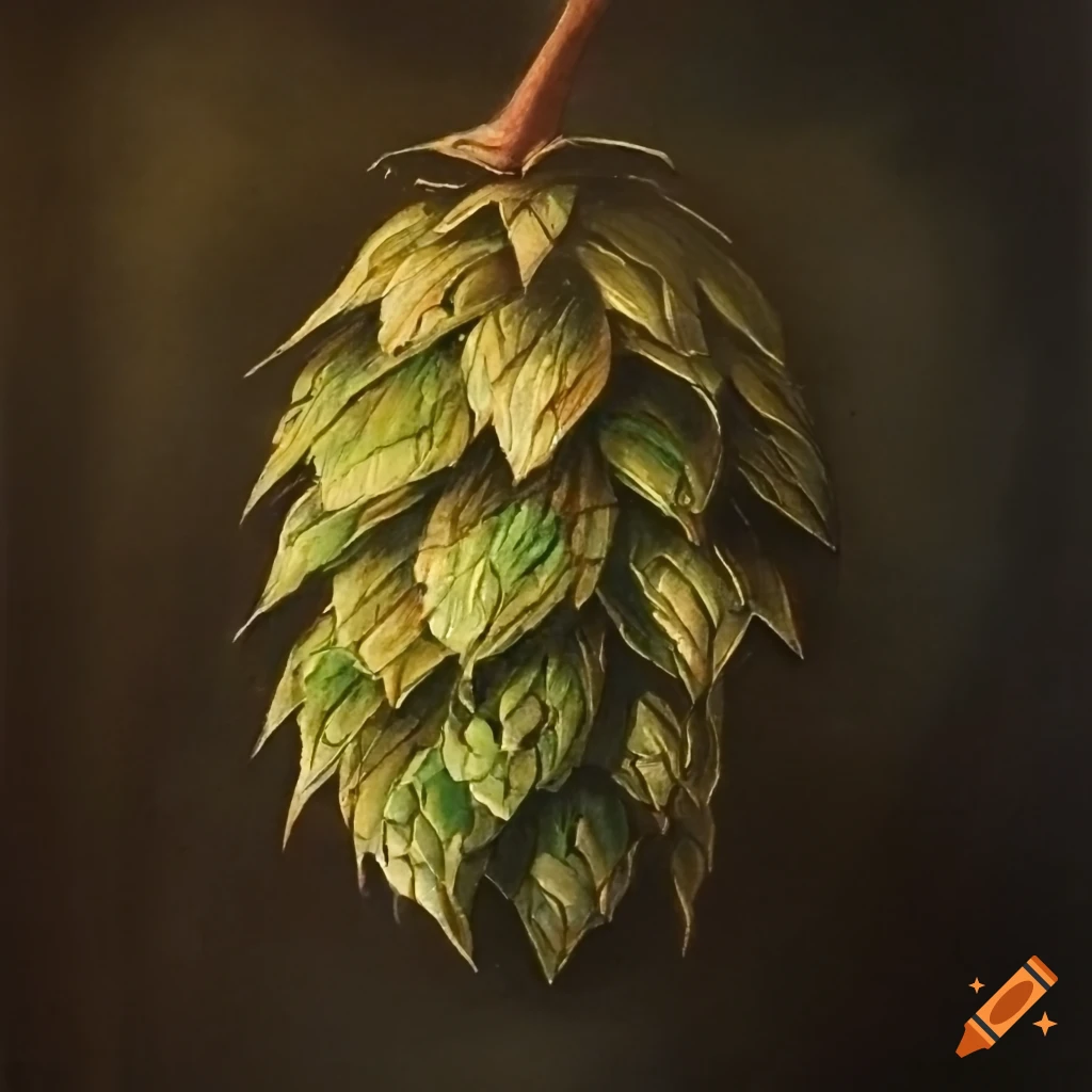 Japanese woodblock print of hop cones on Craiyon