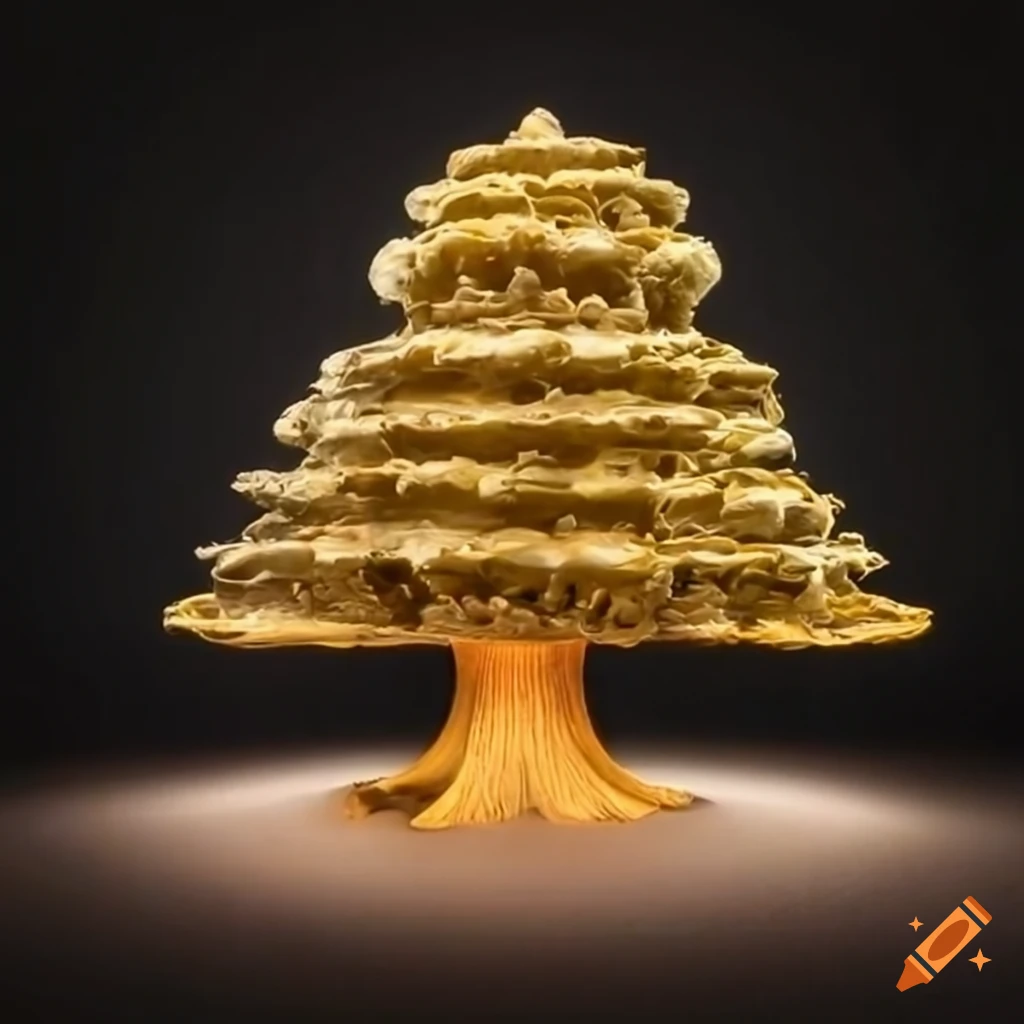 Artistic depiction of a tree made of cheese on Craiyon