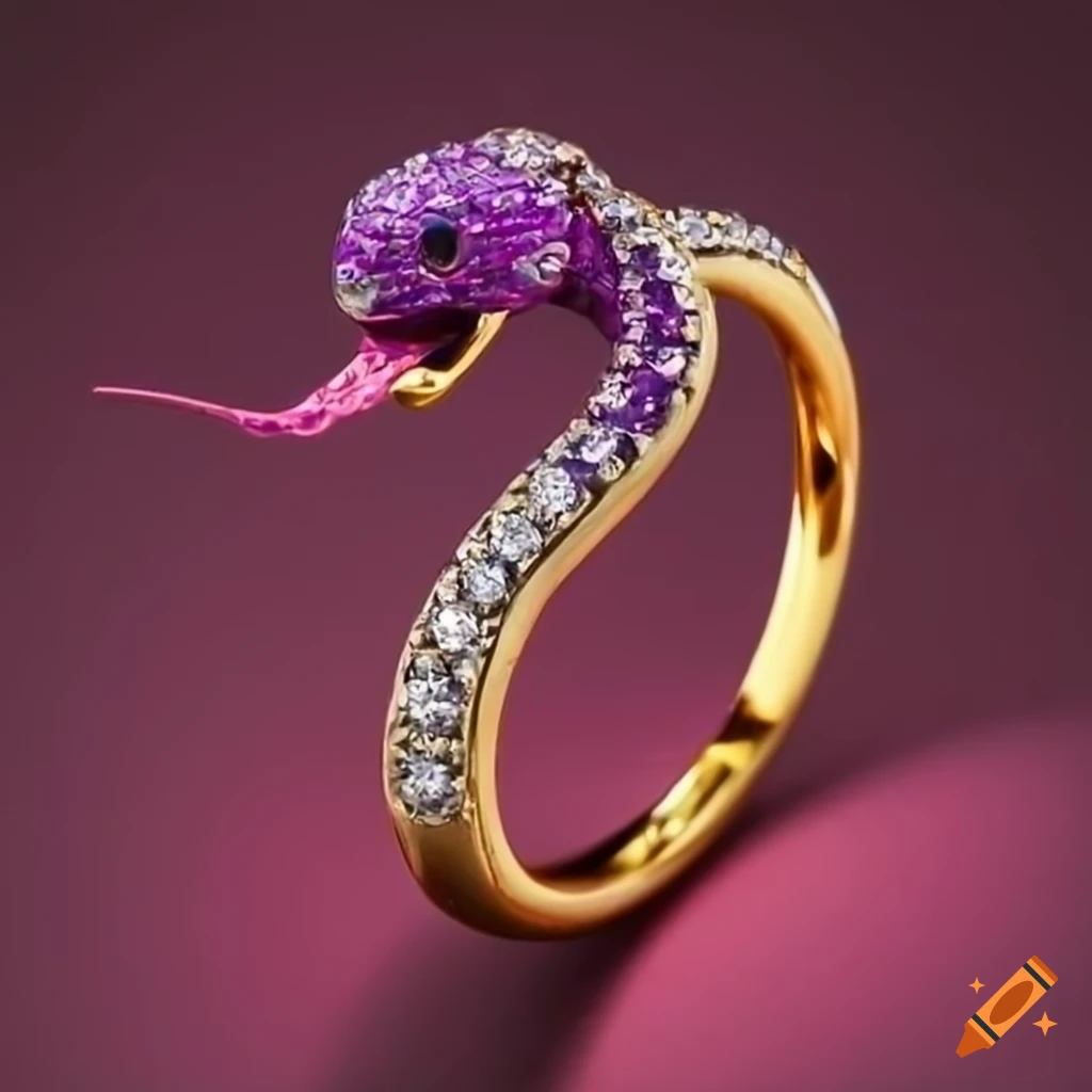 Purple snake ring with diamond decorations on Craiyon