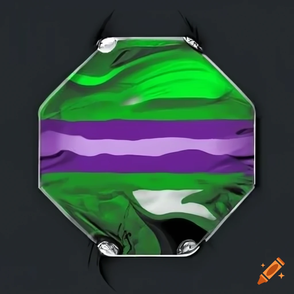 Motorcycle club logo with green, purple, and silver colors on Craiyon
