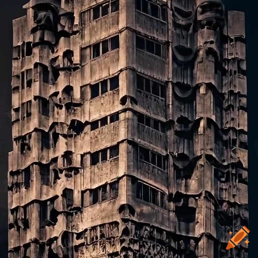 Image of a fusion of Brutalist and Art Deco architecture on Craiyon