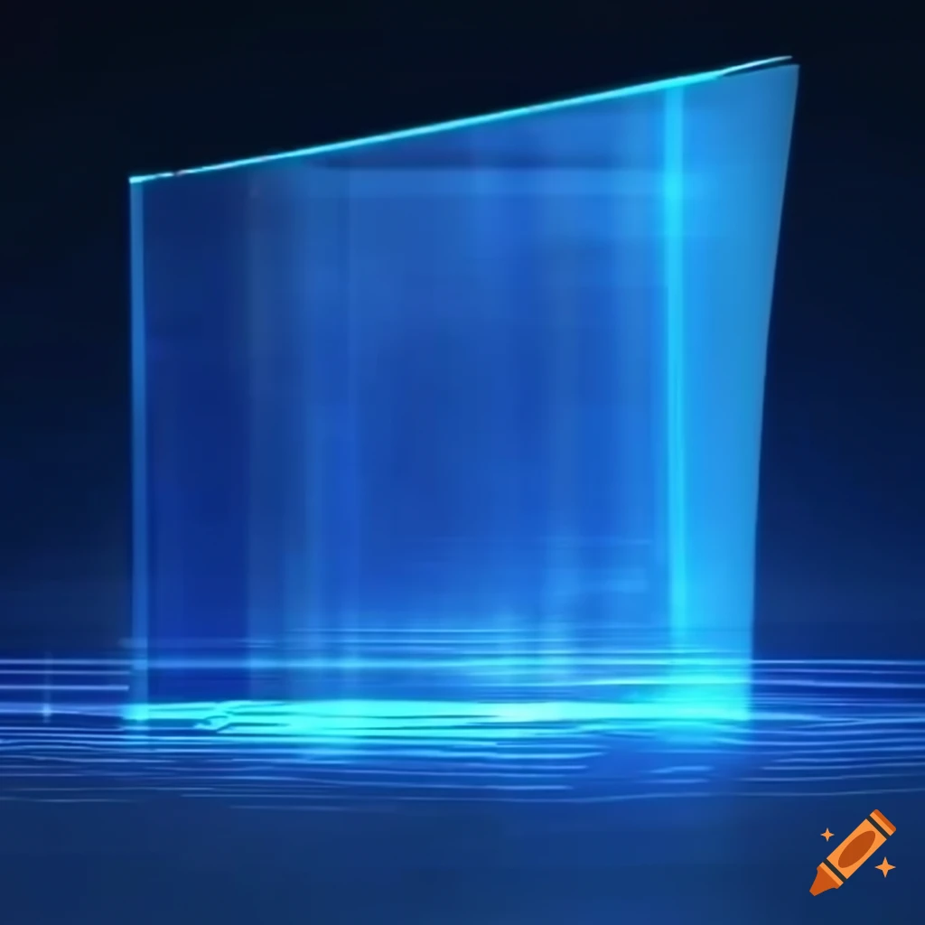Blue hologram screen rendering on Craiyon