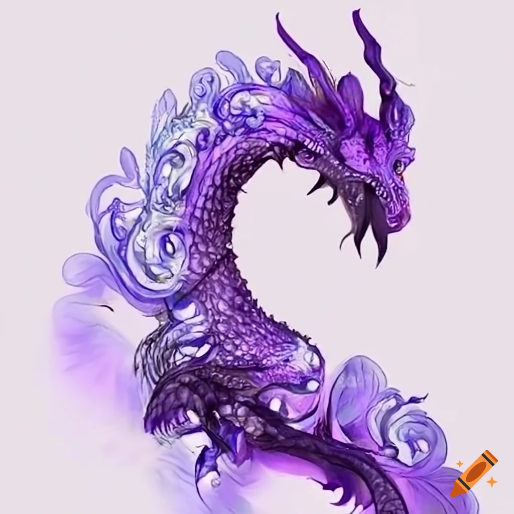 Purple chinese dragon in an aesthetic night sky on Craiyon