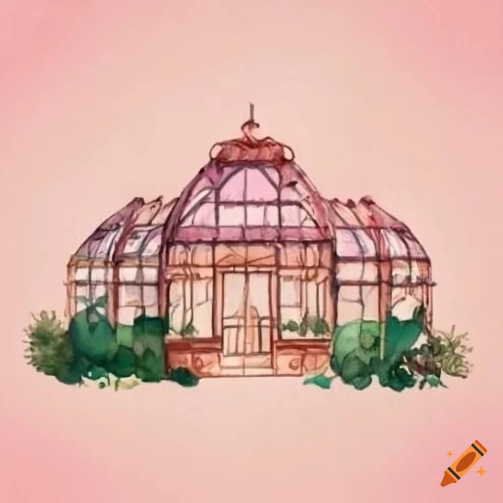 Watercolor of a vibrant victorian greenhouse on Craiyon