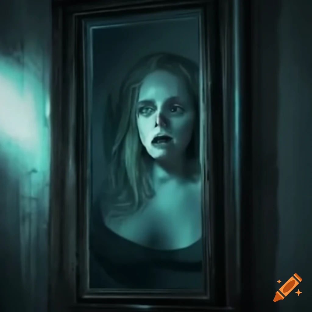 Image of a spooky attic mirror