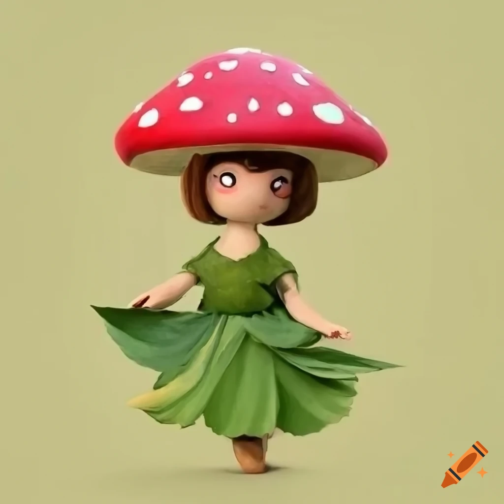 Cute fluffy mushroom girl on Craiyon