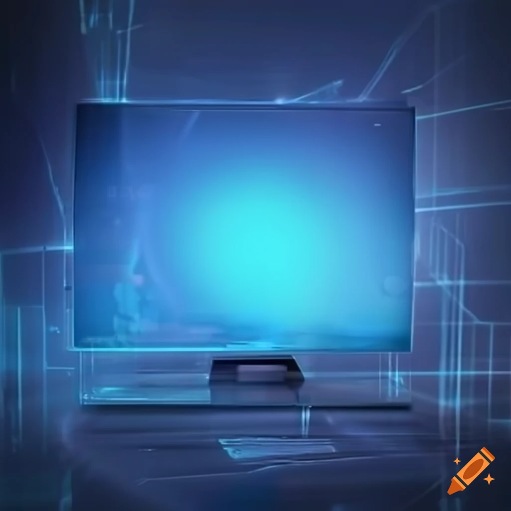 Blue hologram screen cgi rendering on Craiyon