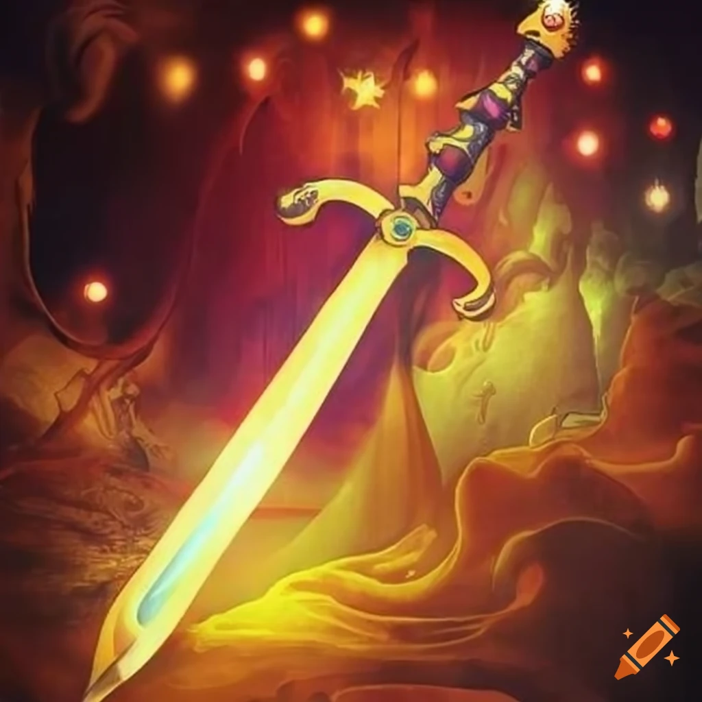 Celestial sword in watercolor style on Craiyon