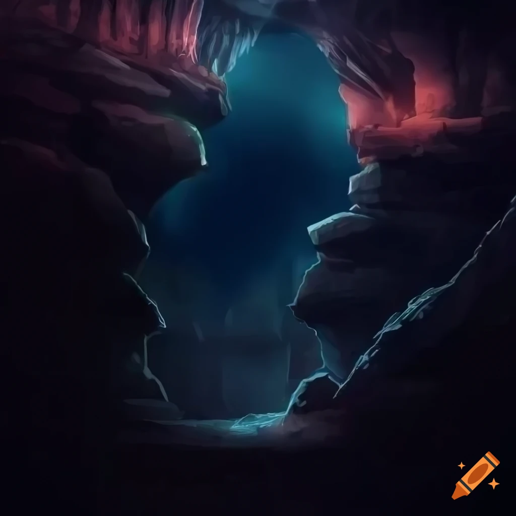 Parallax background of a cave in a video game on Craiyon