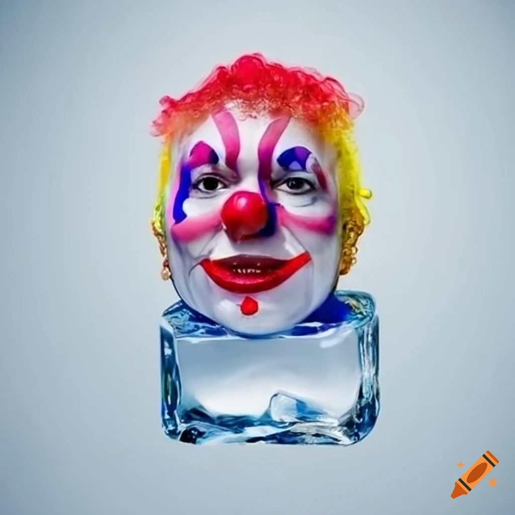 Colorful clown-shaped ice cube on Craiyon