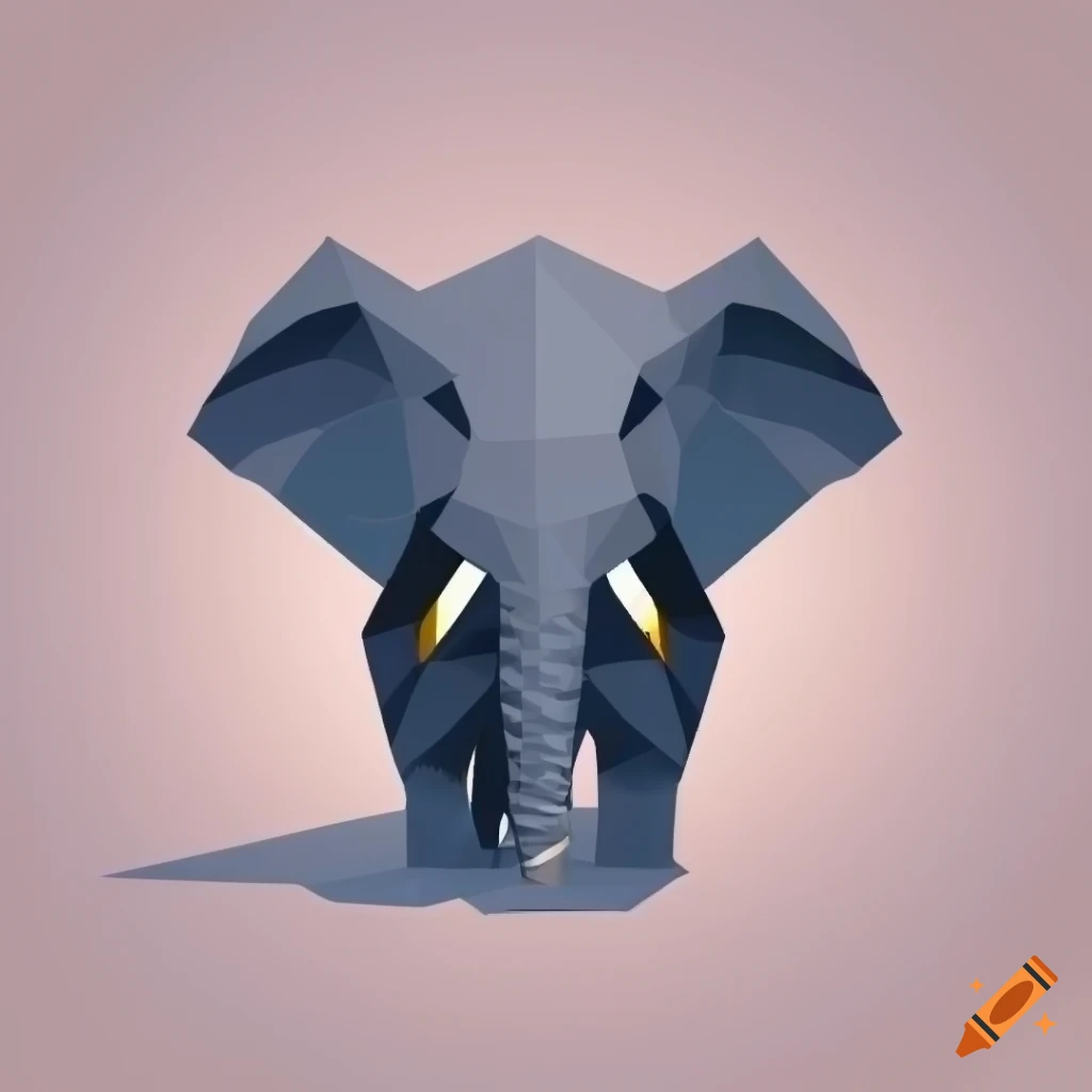 Low poly elephant gaming logo