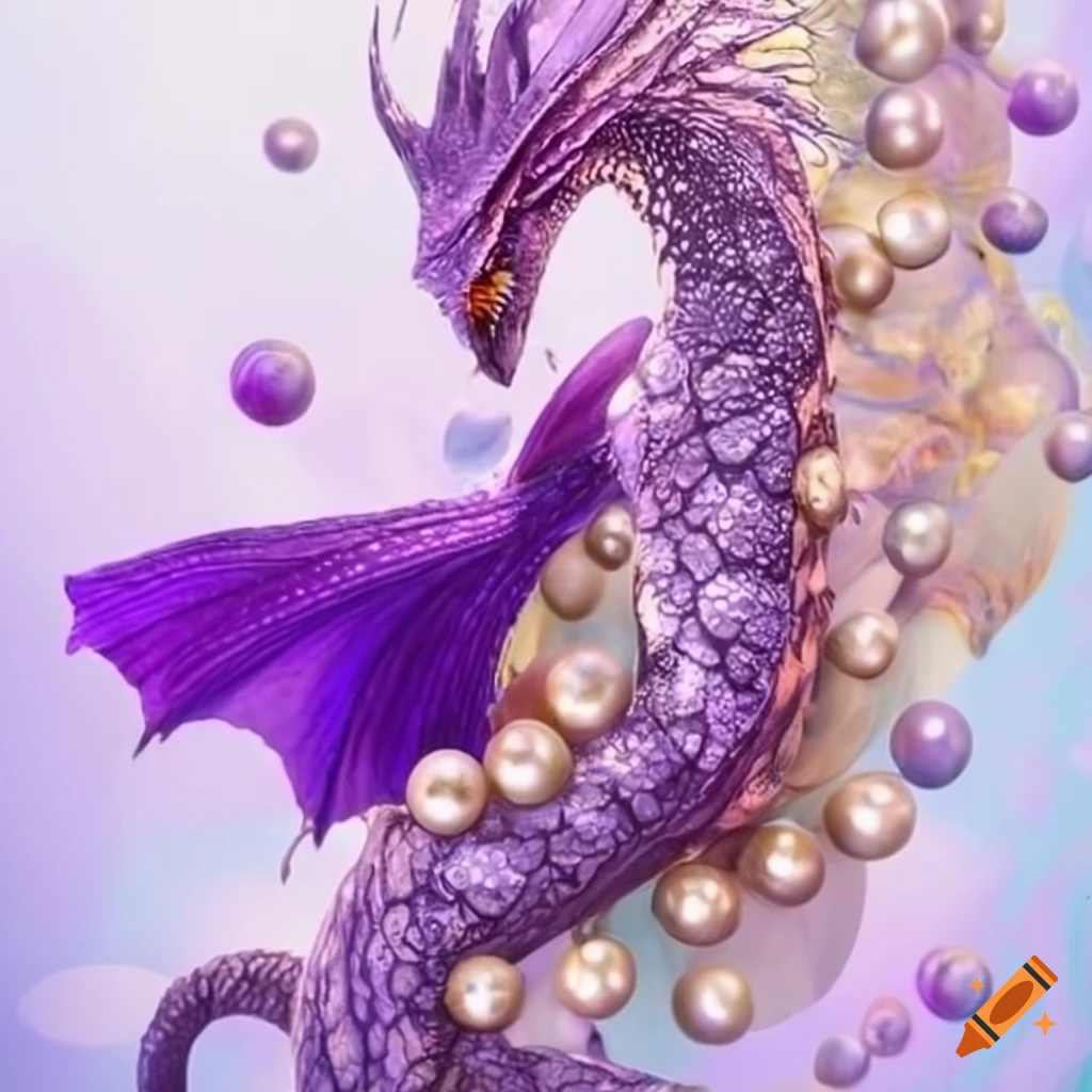 Iris dragon with a pearl background