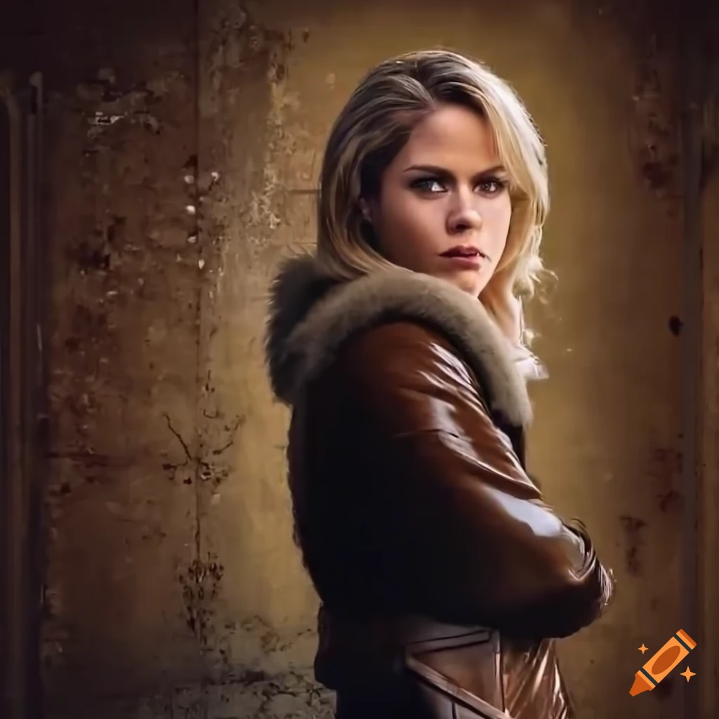 Highly detailed 3/4 portrait of megyn kelly in a black leather biker ...